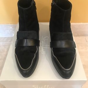 Shellys London | Shoes | Shellys London Black Leather Suede Zipper ...